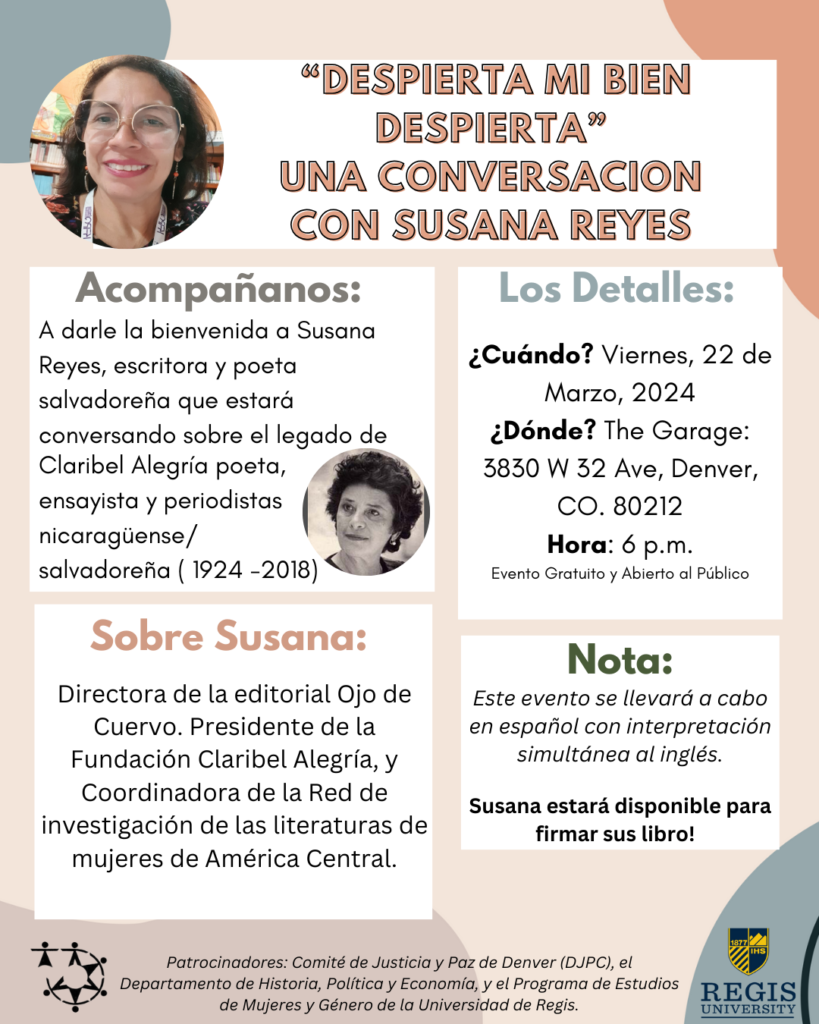 Conversation with Salvadorian Poet, Susana Reyes. - Denver Justice ...